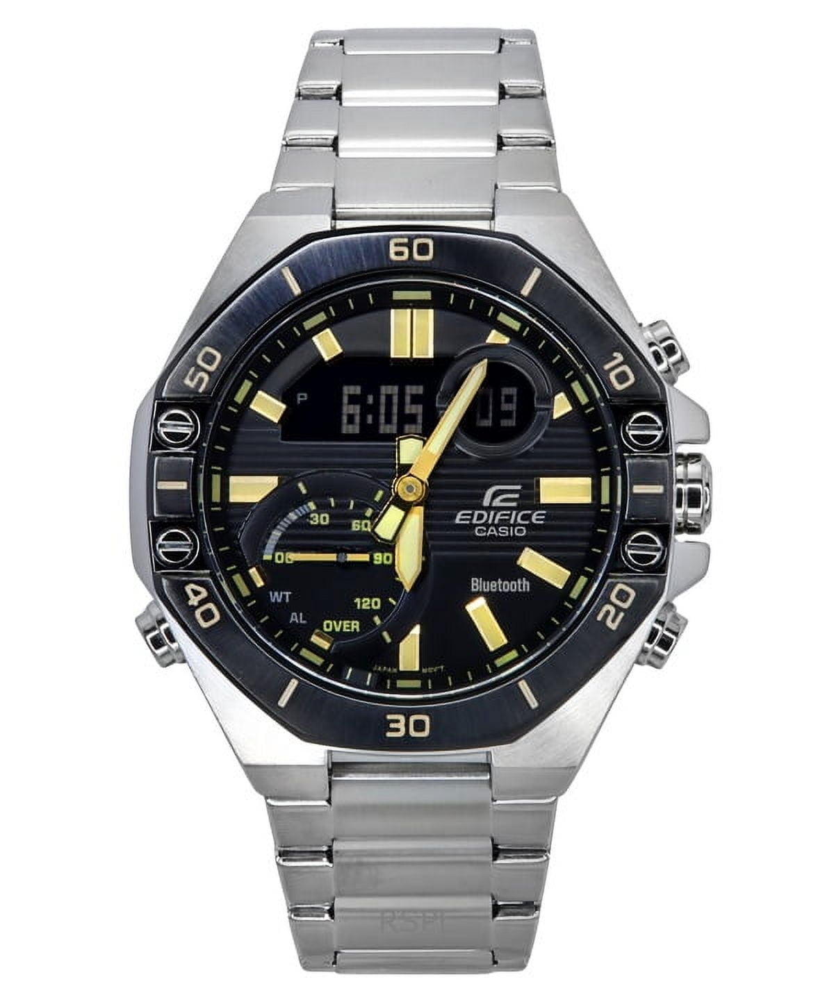Casio Edifice Analog Digital Smartphone Link Stainless Steel Black Dial Quartz ECB-10DB-1A9 100M ...