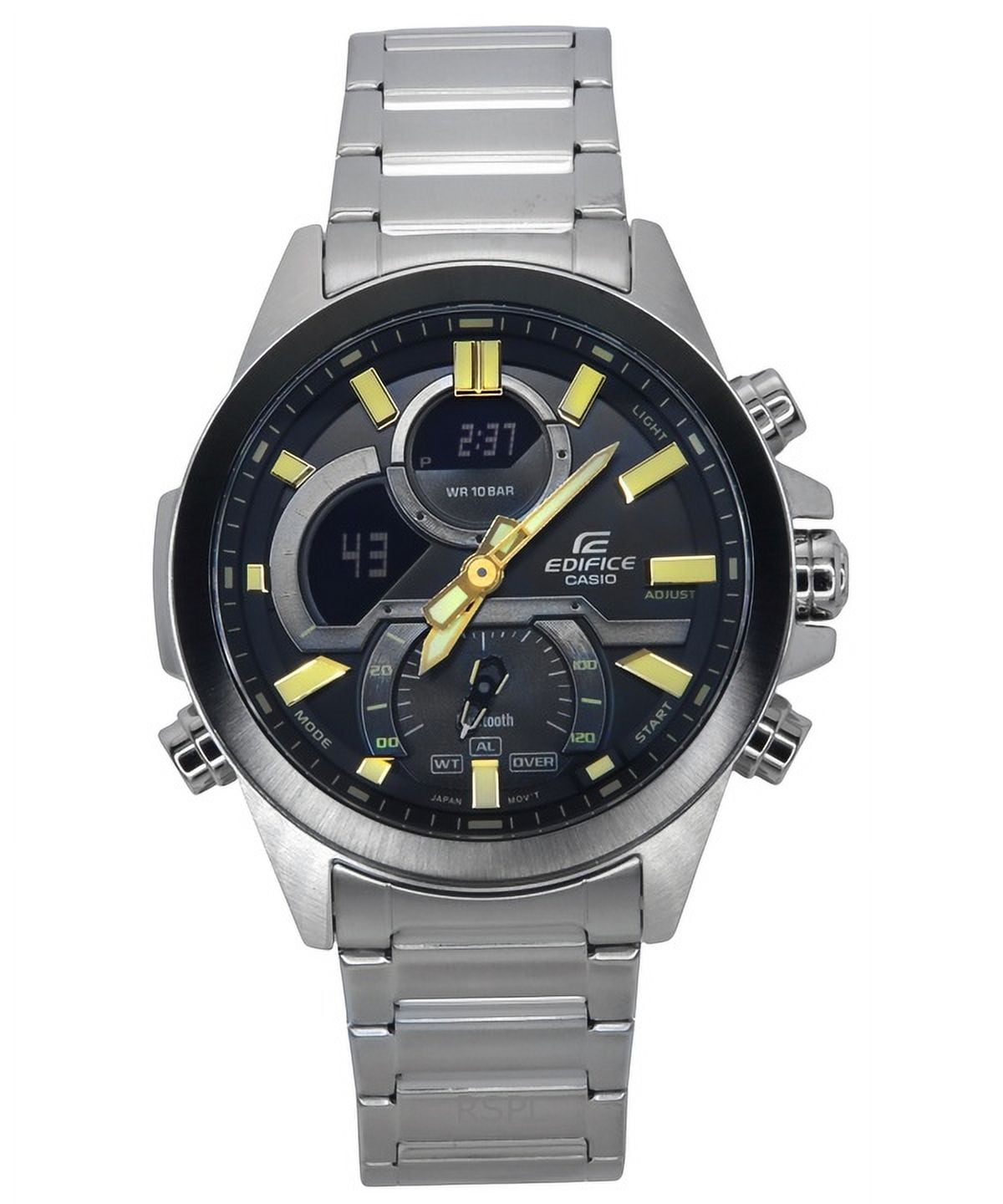 Casio Edifice Analog Digital Smartphone Link Stainless Steel Black Dial Quartz ECB-30DB-1A9 100M ...