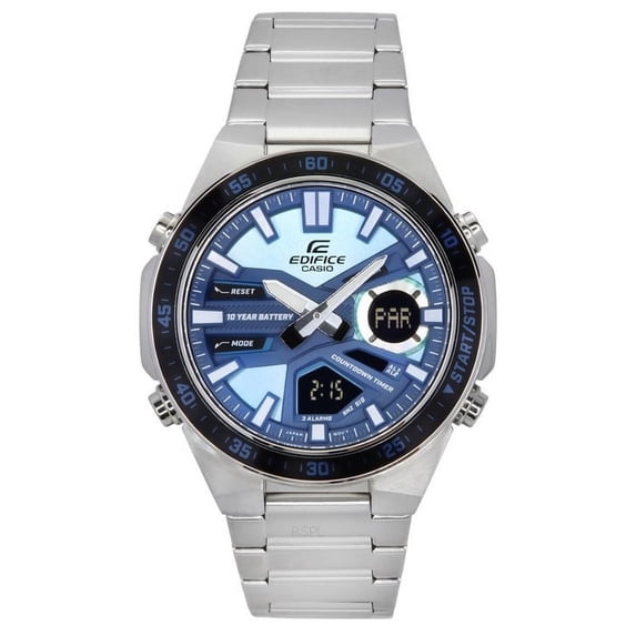 Casio Edifice Analog Digital Stainless Steel Blue Dial Quartz EFV-C110D ...