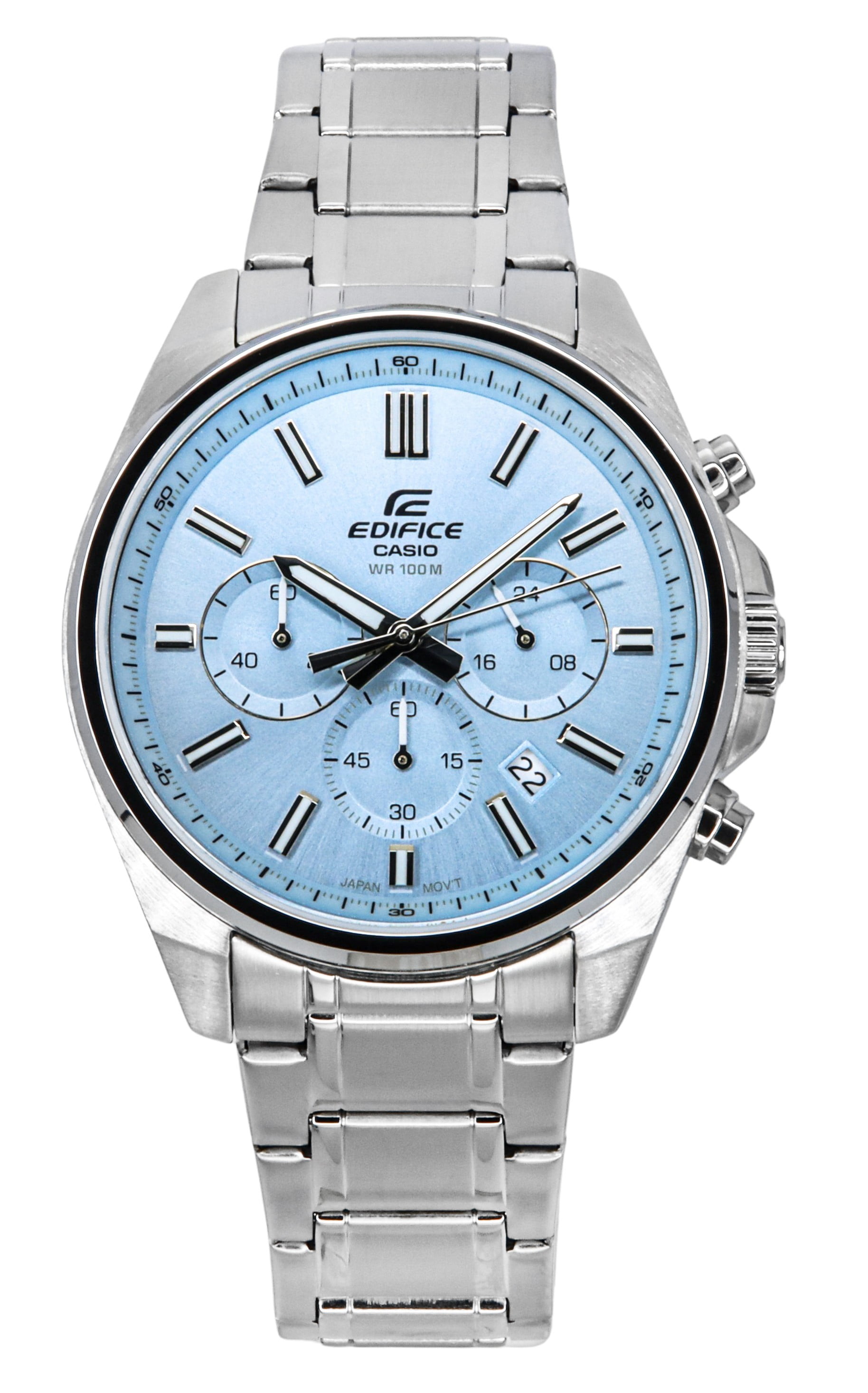 Casio Edifice Analog Standard Chronograph Light Blue Dial Quartz EFV ...