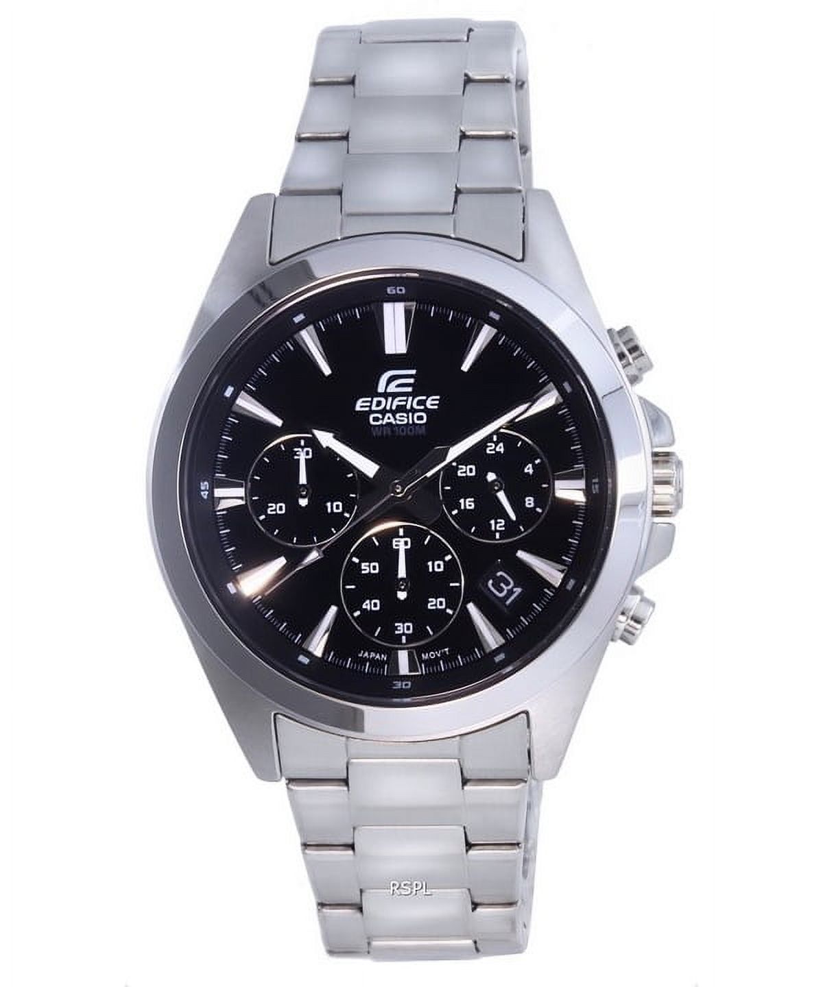 Casio Stainless Steel Quartz Men's Wrist Watch, Black Dial, Analog ...