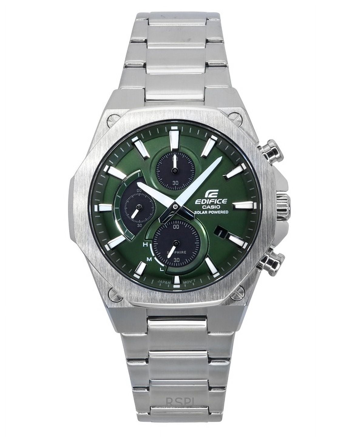 Casio Edifice Slim Line Analog Chronograph Stainless Steel Green Dial ...