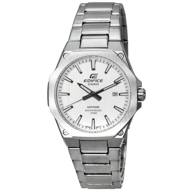 Casio Edifice Men's Watch, Stainless Steel, White Dial, Quartz, 100M ...