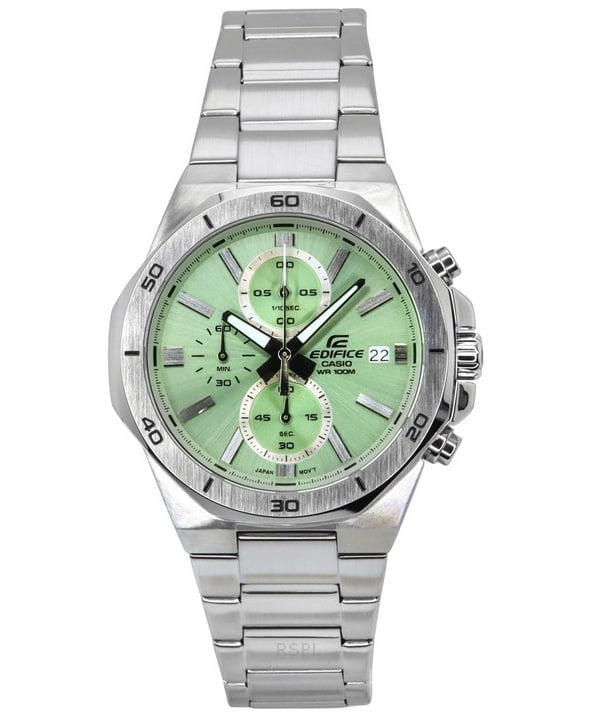 Casio Edifice Standard Chronograph Analog Stainless Steel Green Dial ...