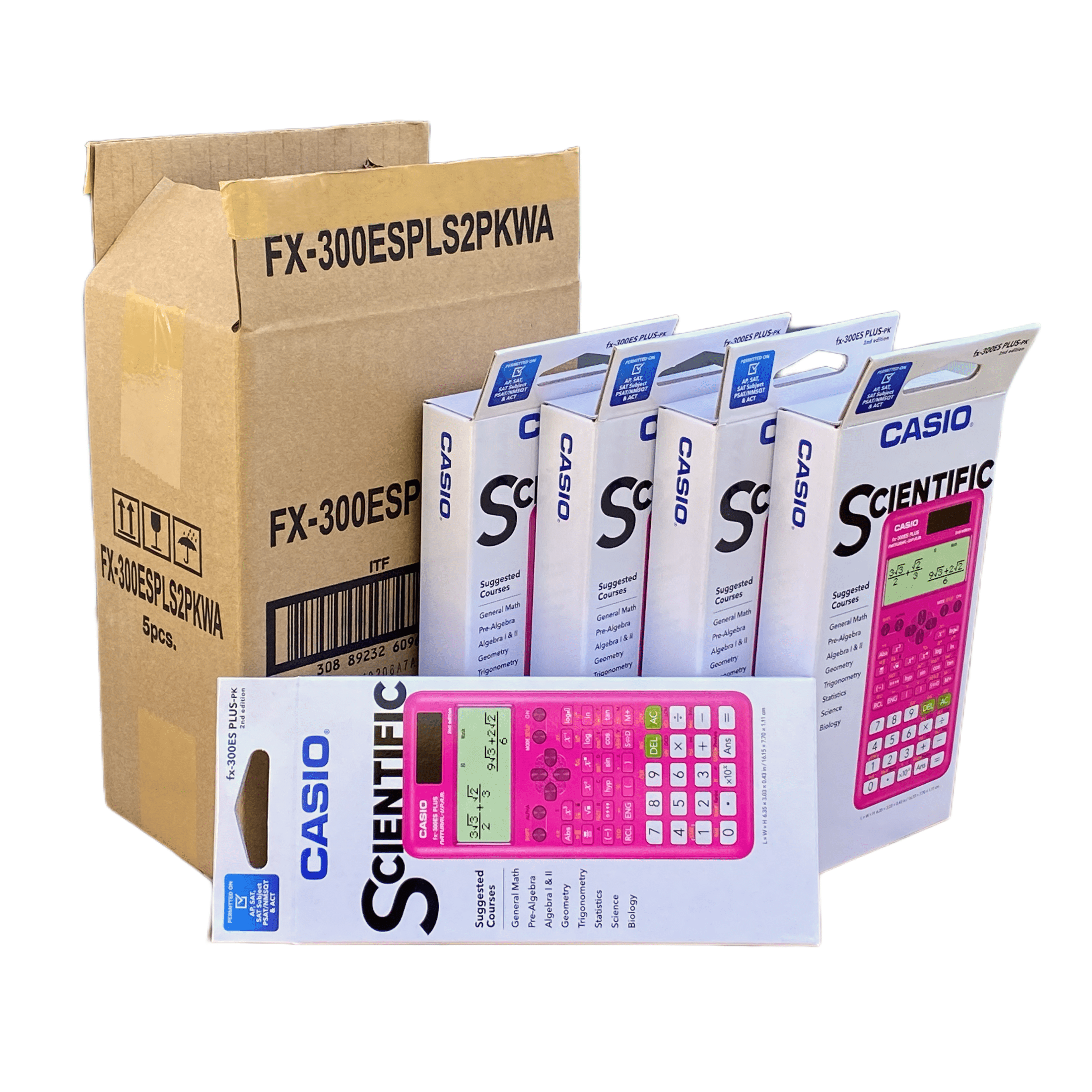 Casio FX-300ESPLS2-PK Pink Scientific Calculator 5 Pack - Walmart.com