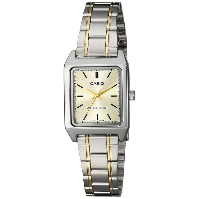 Casio Analog Metal Women's Quartz Watch, Two Tone Stainless Steel, 100m ...