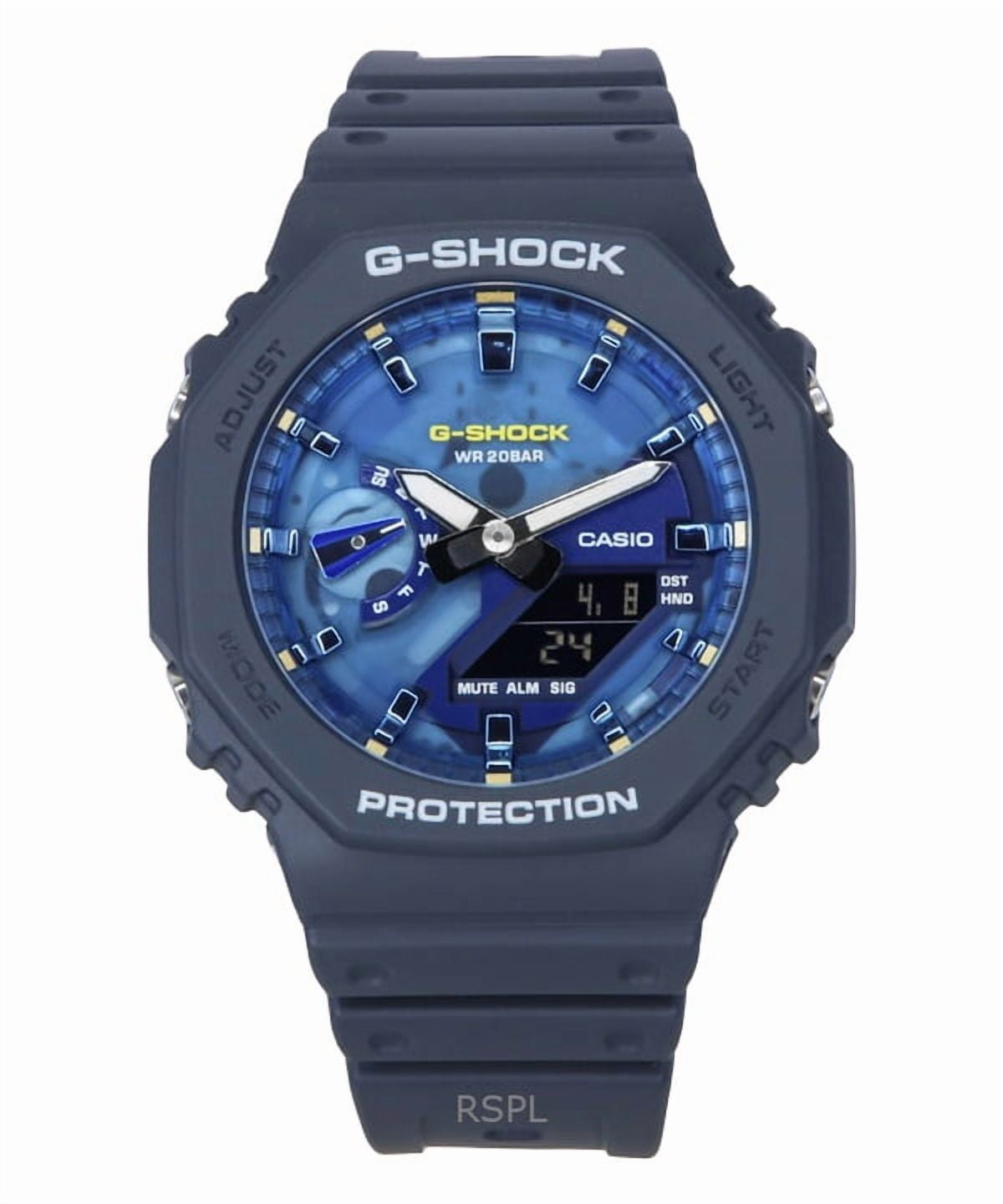 Casio G-Shock Analog Digital Bio-Based Resin Strap Blue Dial Quartz GA-2100AS-2A 200M Mens Watch ...