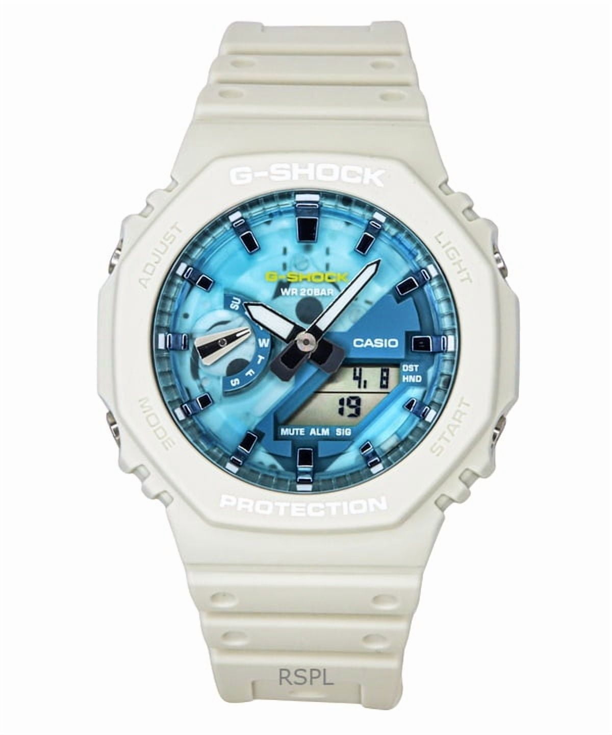 Casio G-Shock Analog Digital Bio-Based Resin Strap Blue Dial Quartz GA-2100AS-5A 200M Mens Watch ...