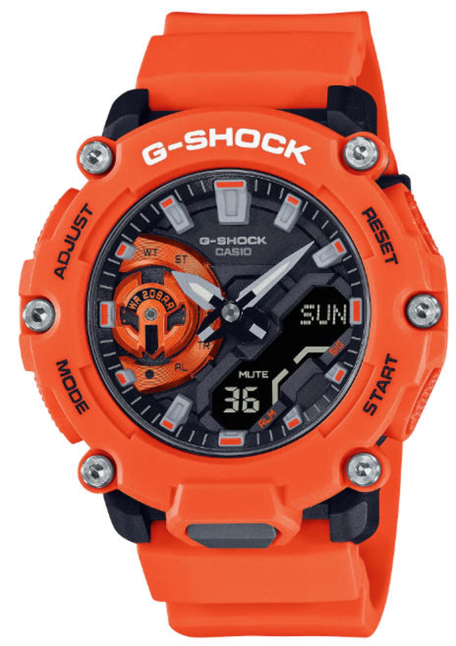 Casio G-Shock Carbon Core Guard Orange Digital Analog Watch GA2200M-4A ...
