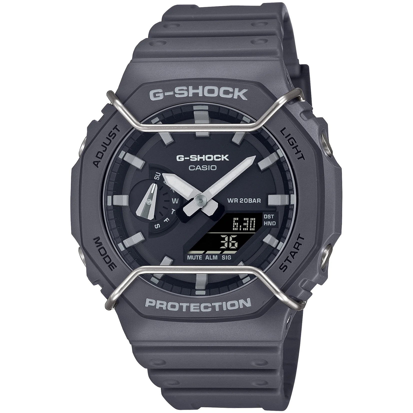 Casio G-Shock GA2100 Grey Digital Analog Wire Face Watch GA2100PTS-8A ...