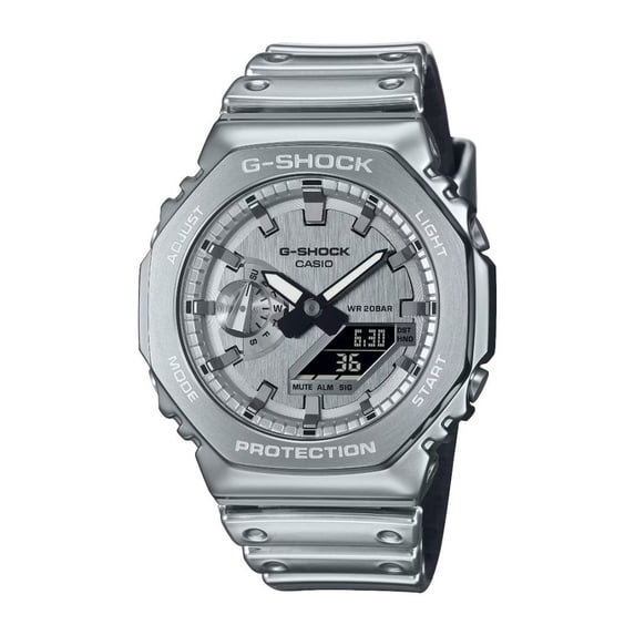 Casio G-Steel Fine Metallic Series Silver-Tone Silicone Strap Watch ...