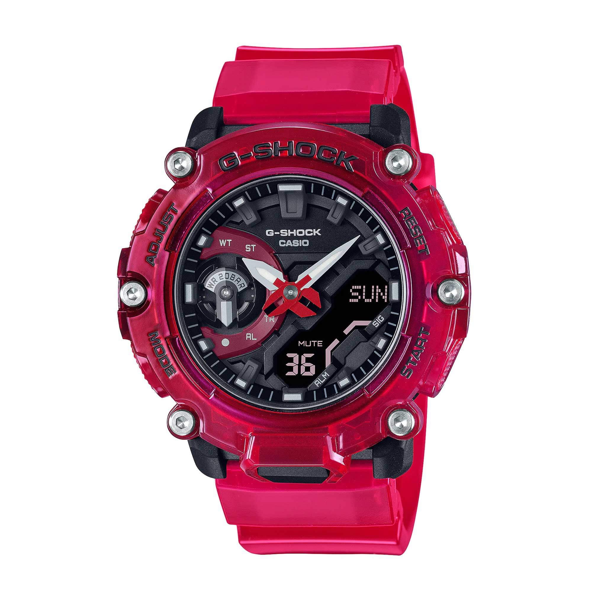 Casio GA2200SKL-4A Men's Sound Wave Red Strap Analog Digital Watch ...