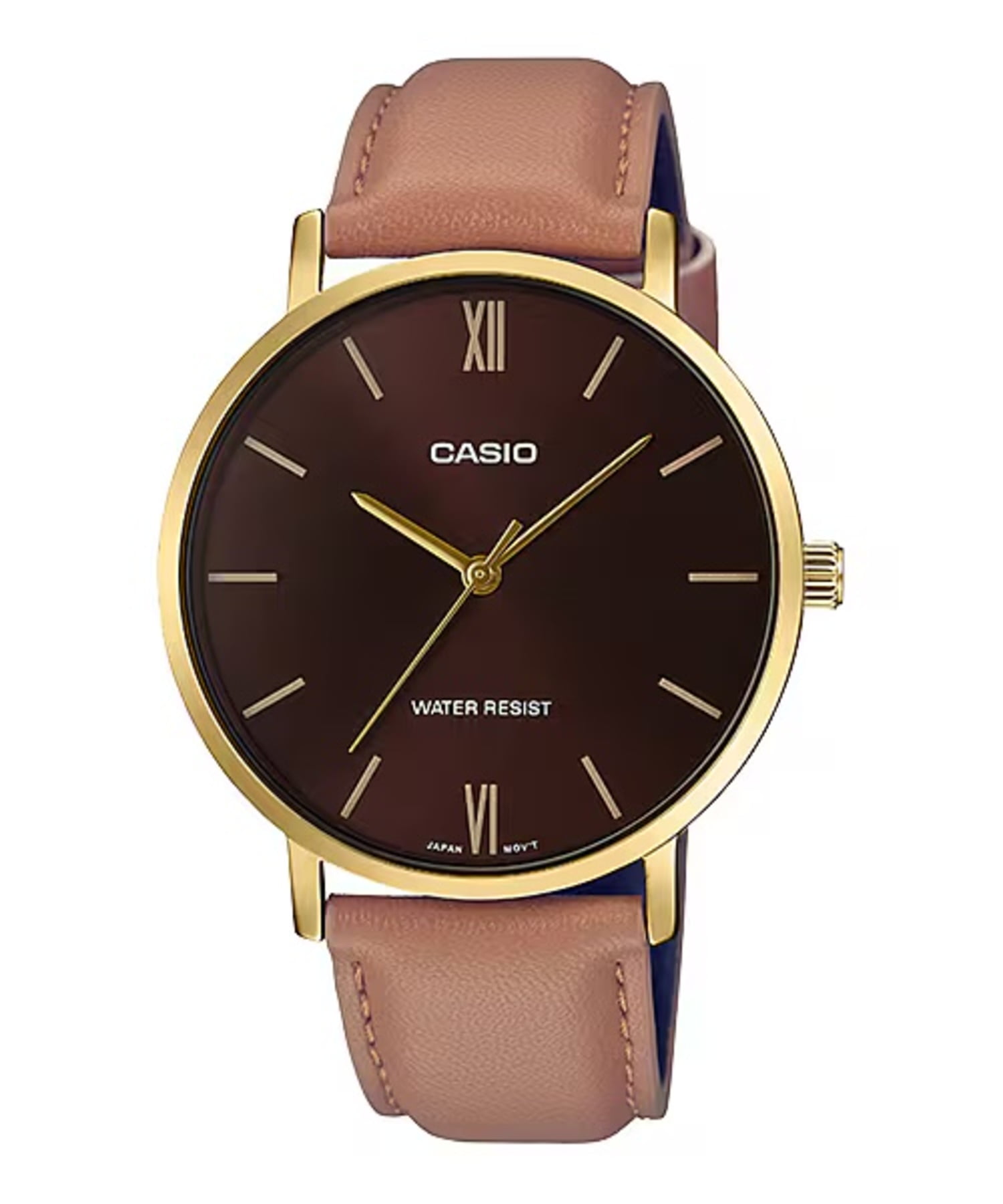 Casio Men's Leather Wristwatch, Brown, (MTP-VT01GL-5BUDF) - Walmart.com