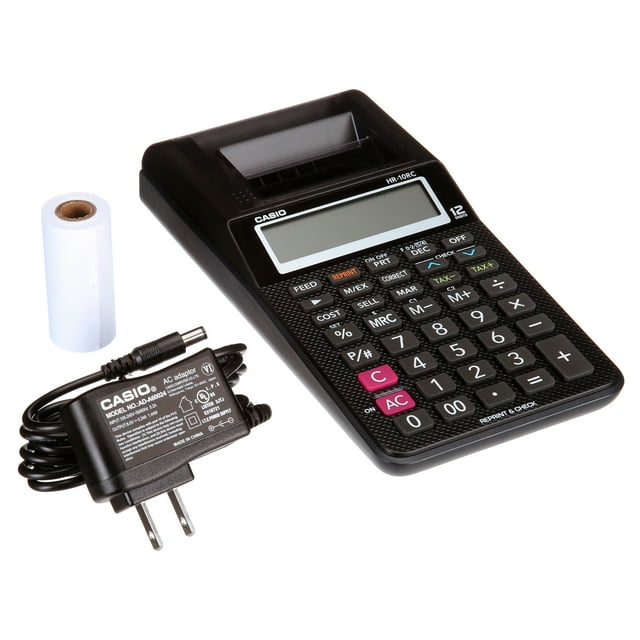 Casio HR-10RC Handheld Portable 12-Digit Printing Calculator, Black ...