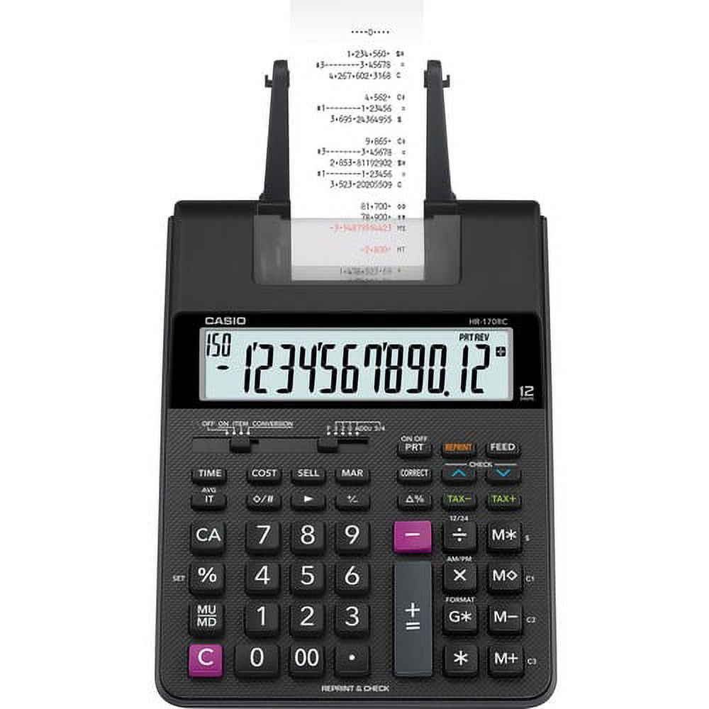 Casio HR-170RC Printing Calculator - Dual Power, Two-color Printing ...