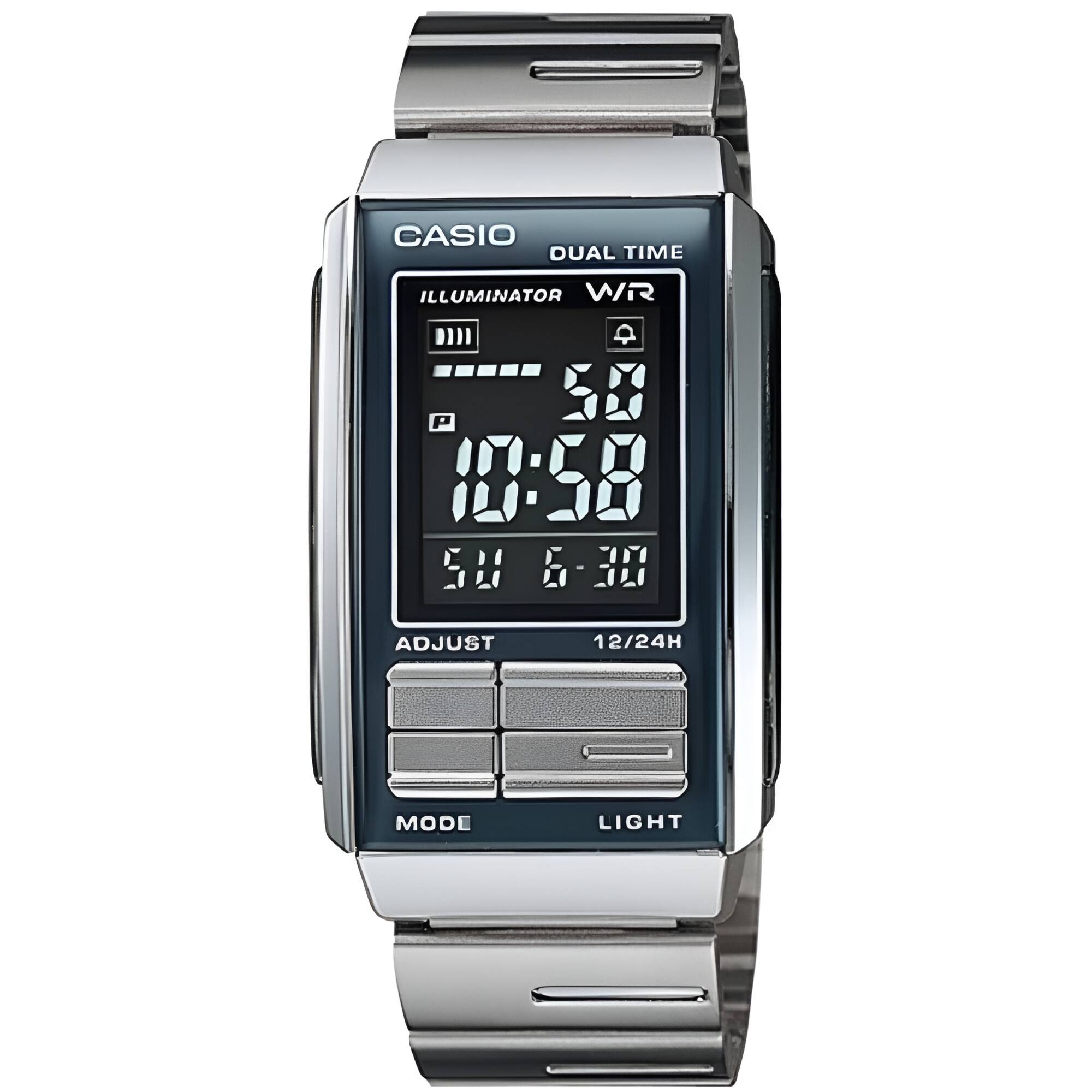 Casio LA-201W-1B Women's Futurist Black Dial Steel Digital Watch ...