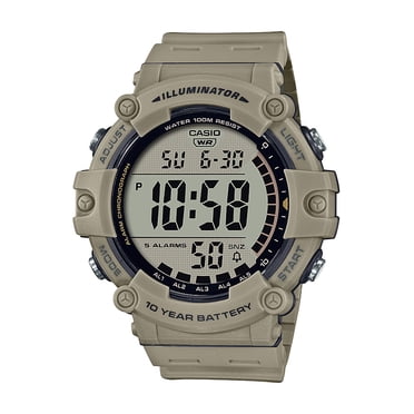 Casio Men's Wide Face Digital Tan Resin Strap Watch - Walmart.com