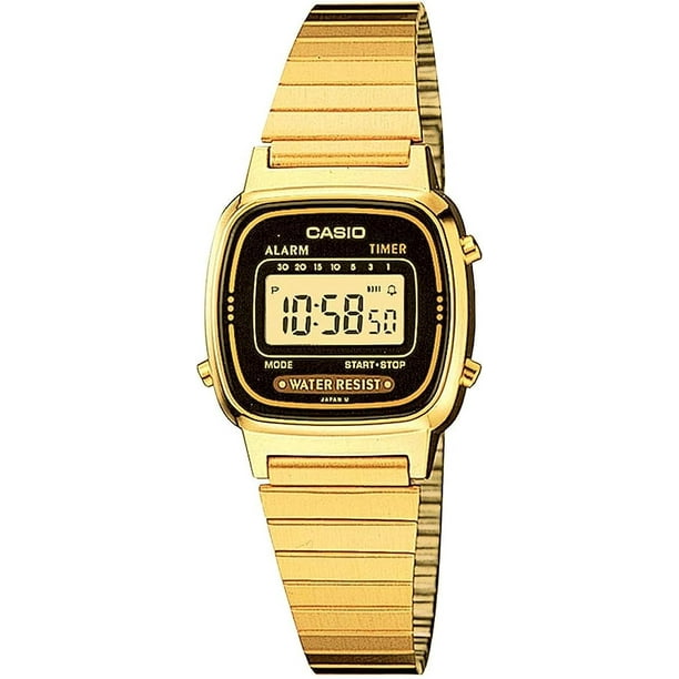 Casio Ladies Stainless Steel Gold Digital Watch LA670WGA-1CR - Walmart.com