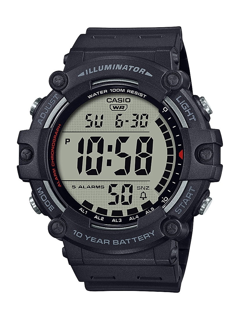 Casio Large Unisex Black Digital Wristwatch with 10 Year Battery & LED ...