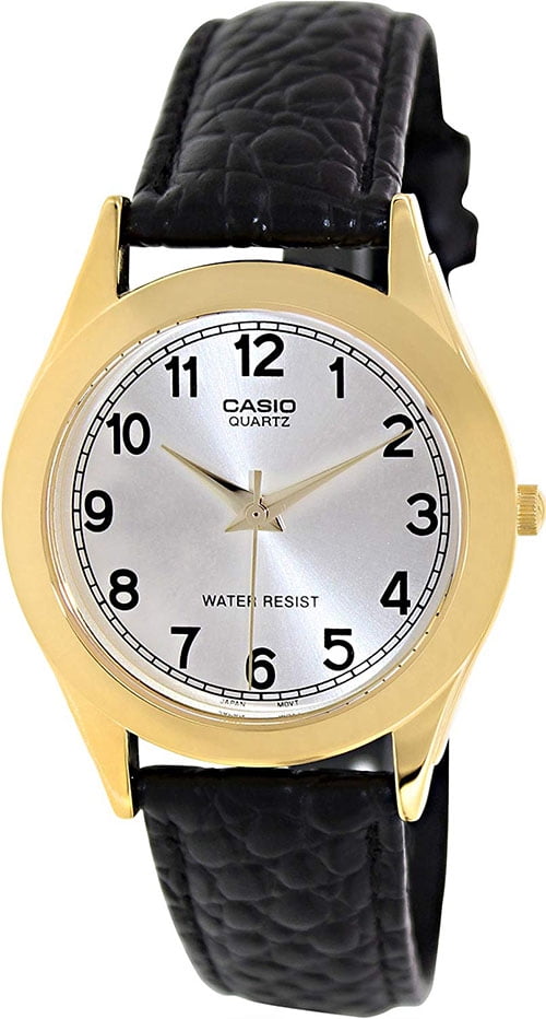 Casio Men's Quartz Stainless Steel/Black Leather Watch MTP1093Q-7B1 ...