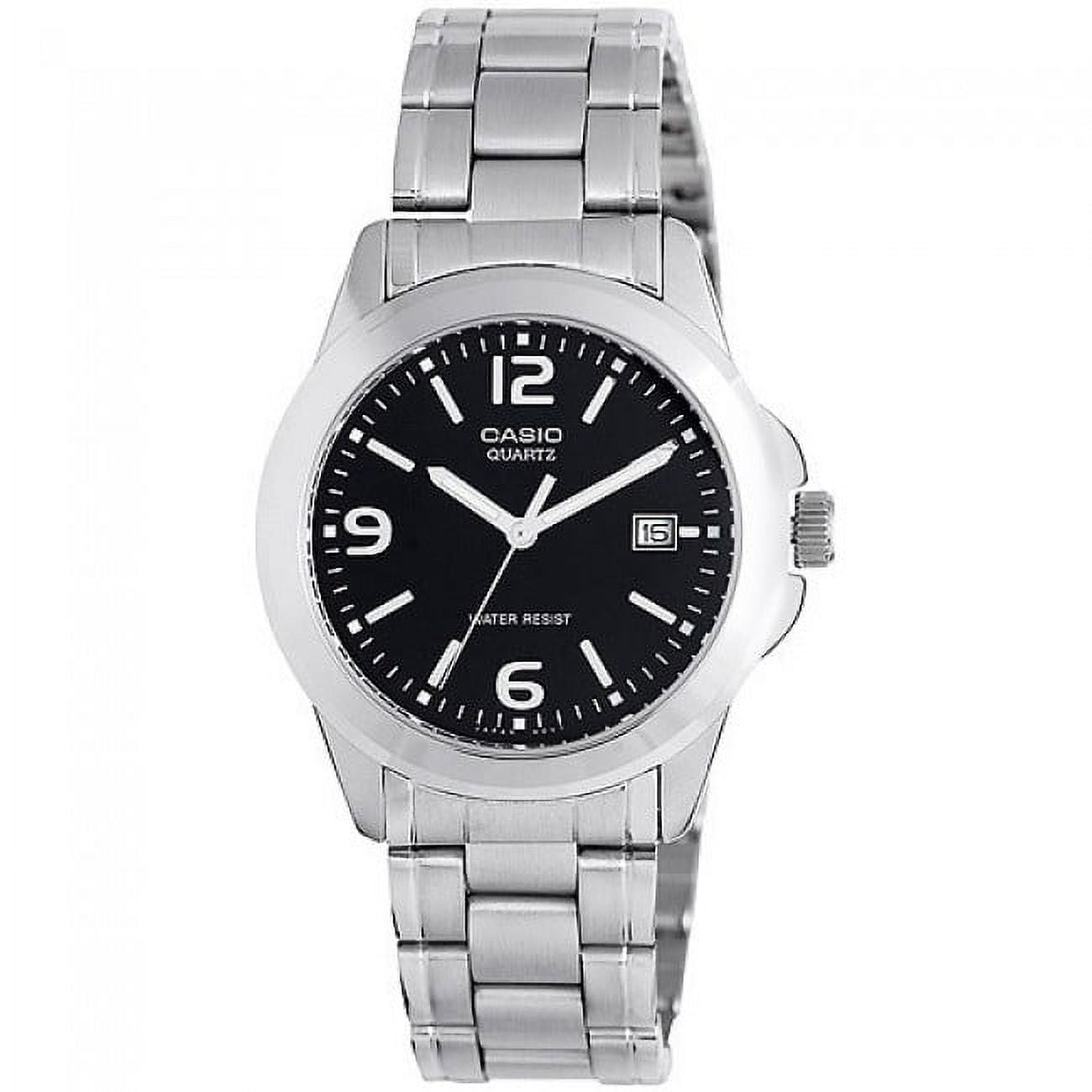 Casio Classic Wristwatch, Stainless Steel Silver Bracelet, Black Analog ...