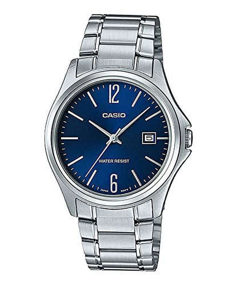 Casio MTP-1404D-2A Mens Dress Stainless Steel Blue Dial 3-Hand Analog ...