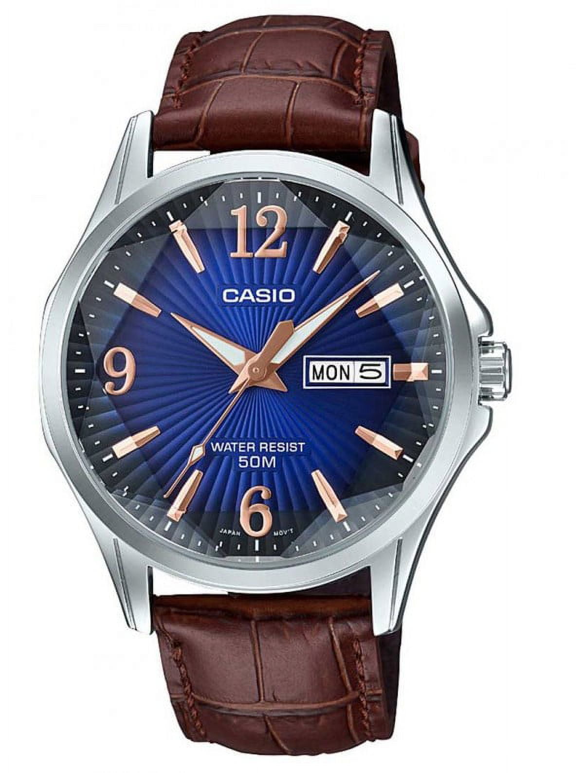 Casio MTP-E120LY-2A Men's Standard Analog Leather Band Watch - Walmart.com