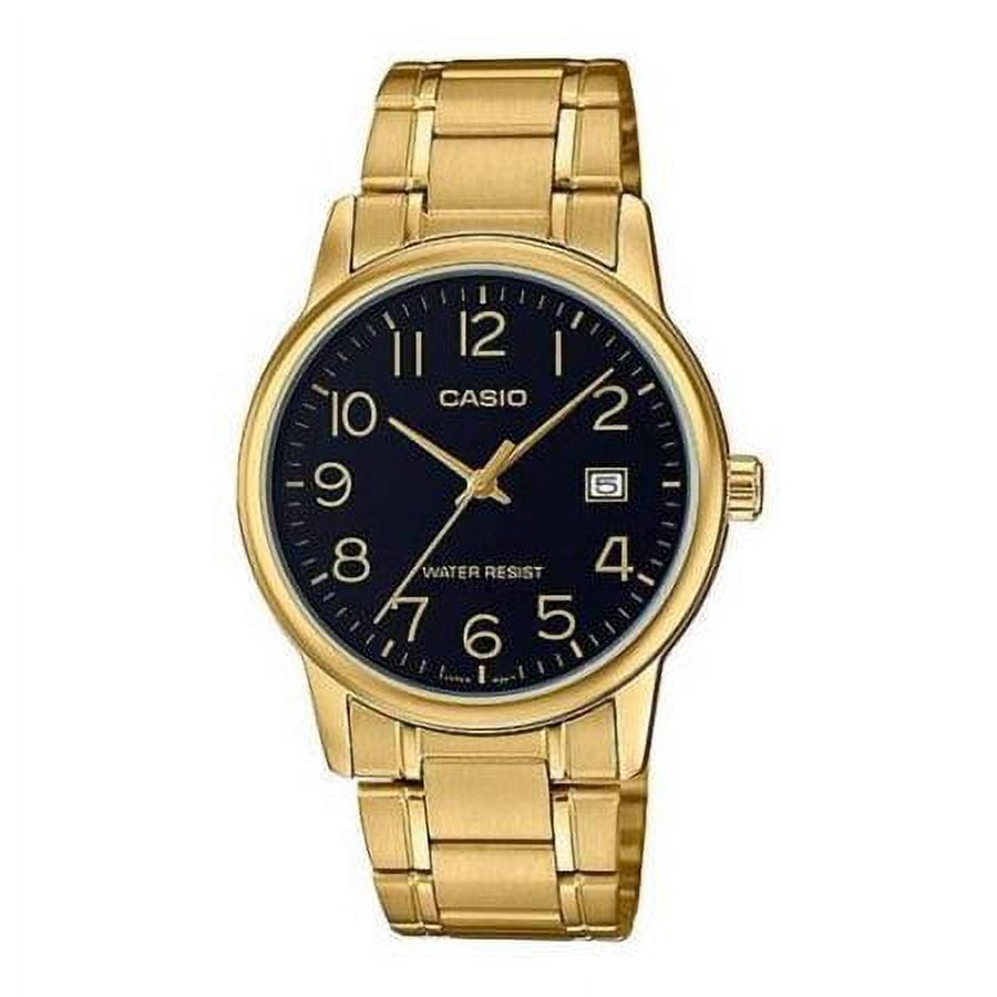 Casio MTP-V002G-1B Men's Standard Stainless Steel Gold Tone Black Easy ...