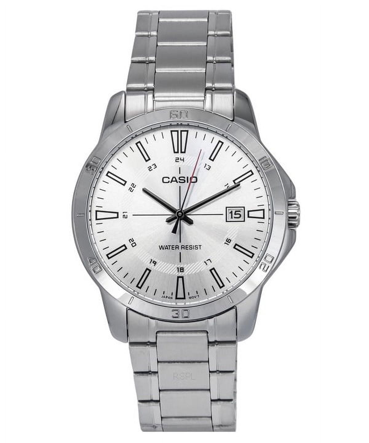 Casio Stainless Steel Silver Analog Quartz Watch, Classic Dress Men's ...