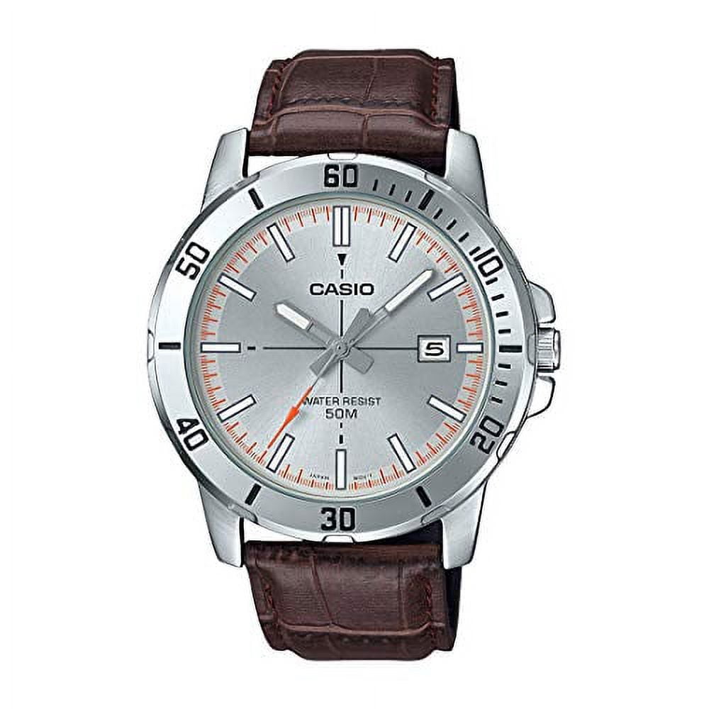 Casio MTP-VD01L-8EV Men's Enticer Brown Leather Band Grey Dial Casual ...
