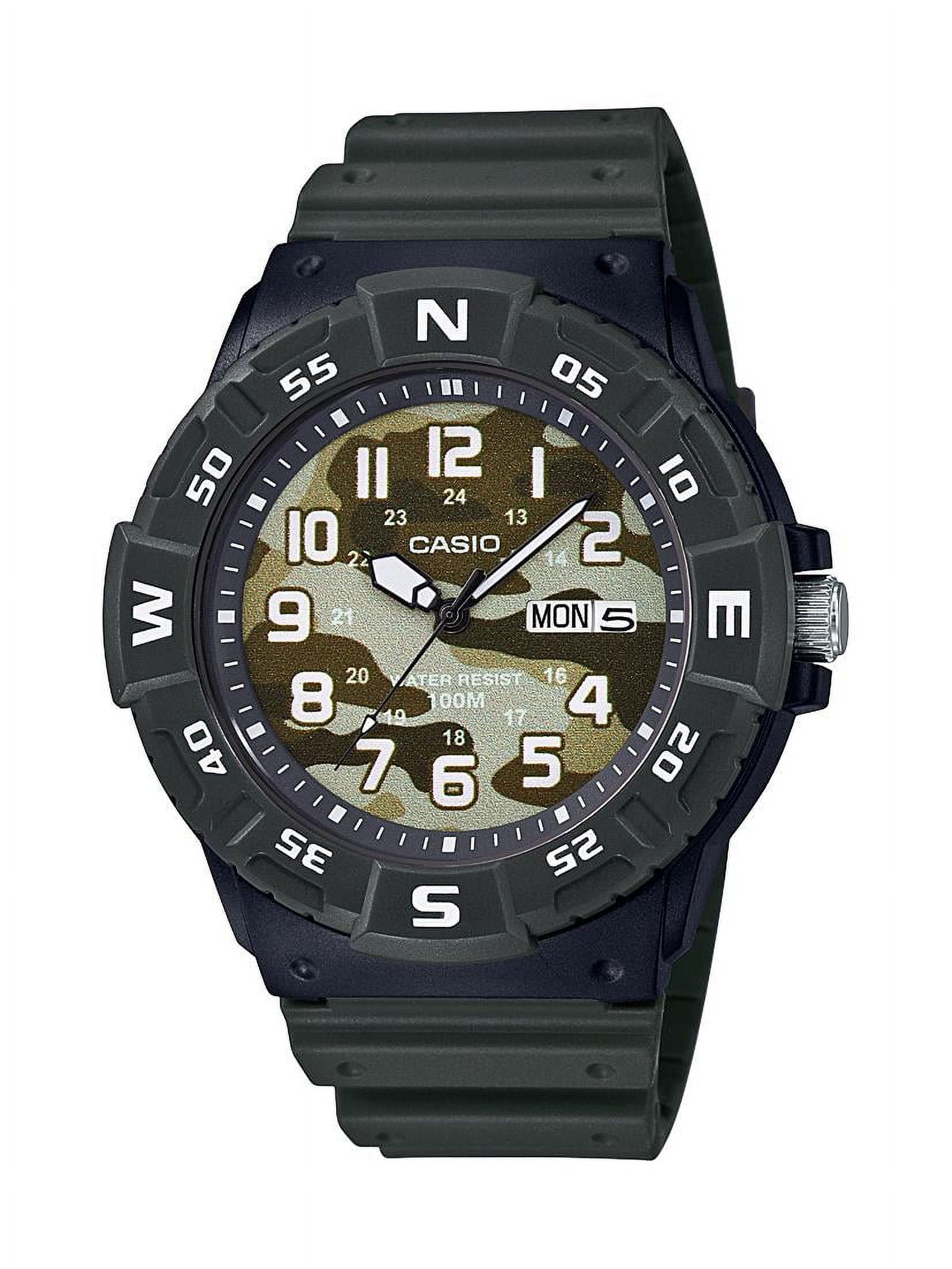 Casio Men's 45mm Camo Dial Plastic Strap Wristwatch, Green, Water ...