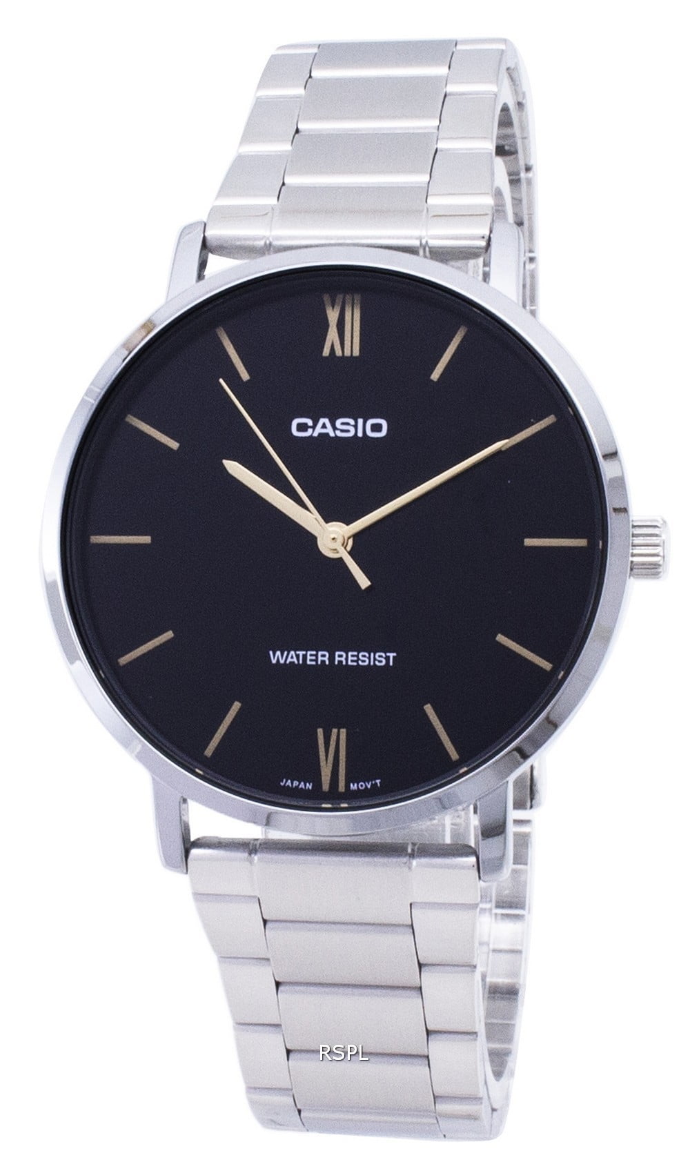 Casio Men's 46mm Stainless Steel Bracelet Wristwatch, Black (MTP-VT01D ...