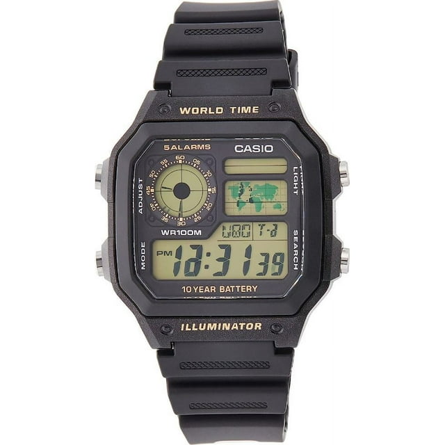 Casio Men's AE1200WH-1BV Black Resin Quartz Sport Digital Watch - Walmart.com