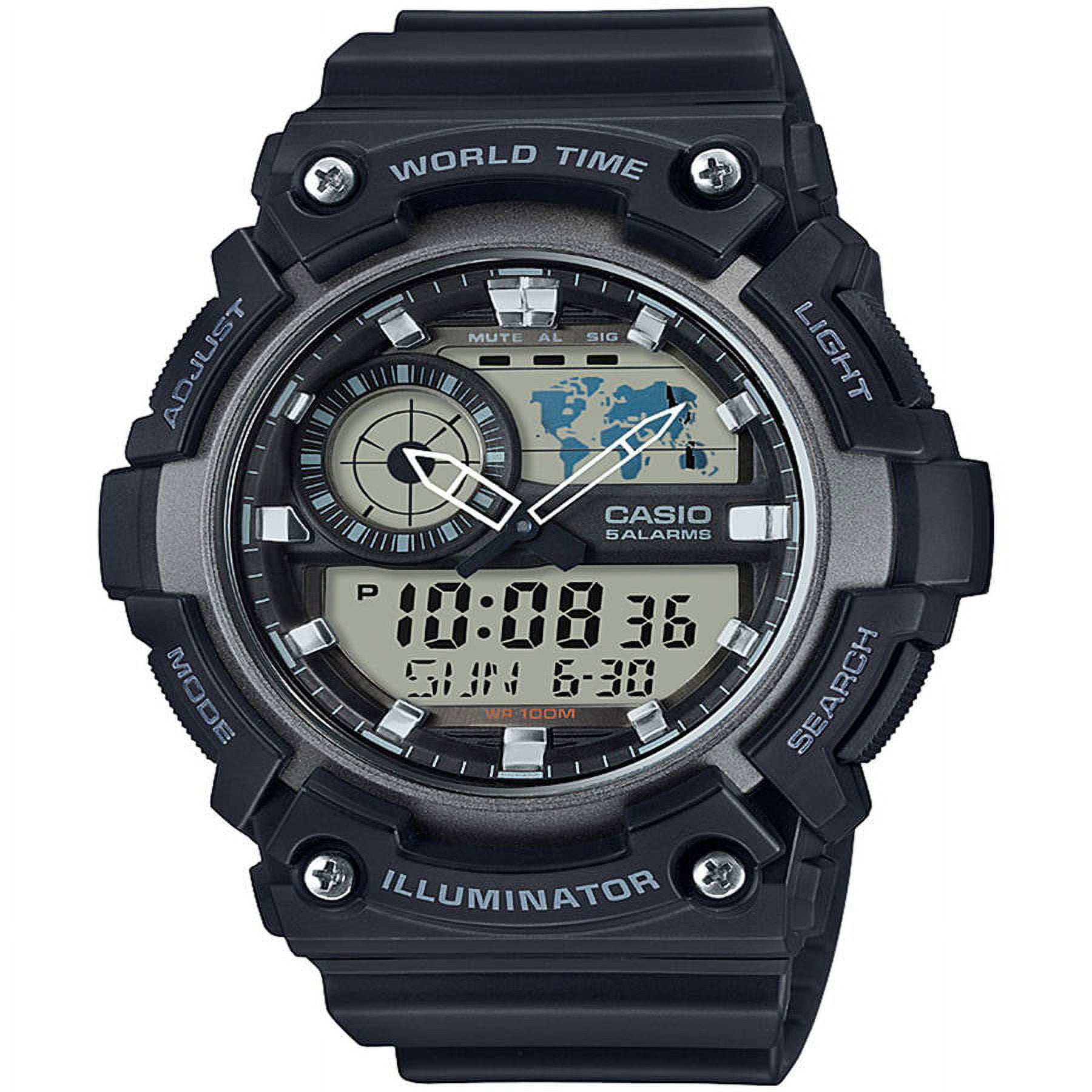 Casio Men's Analog-Digital World Time Watch, Black - Walmart.com