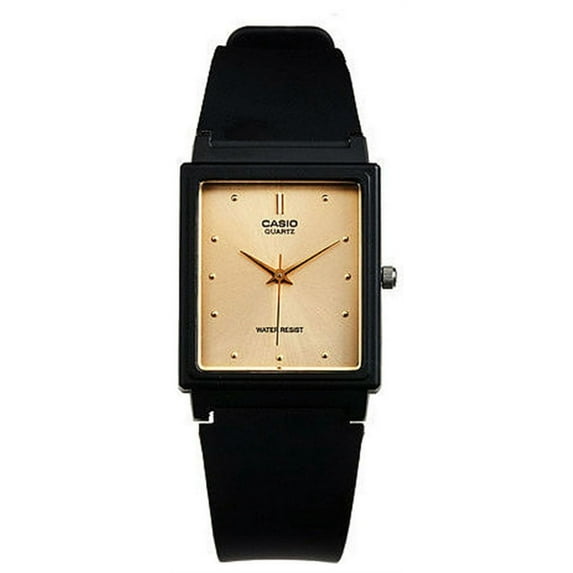 Casio Men's Analog Quartz Watch, Gold Tone Dial, Black Resin Strap, Water Resistant - Walmart.com
