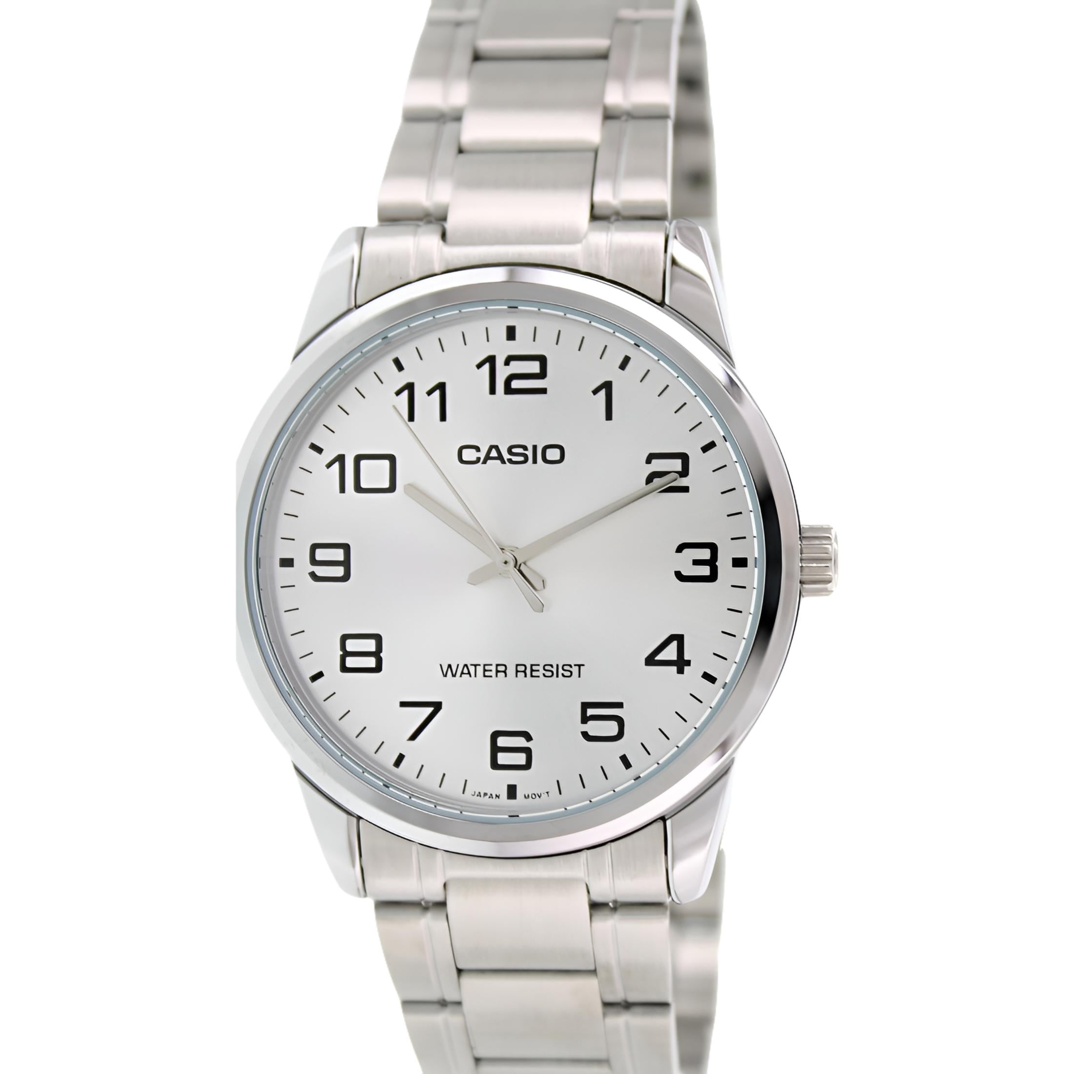 Casio Men's Metal Wrist Analog Quartz Watch, Silver Stainless Steel MTP ...