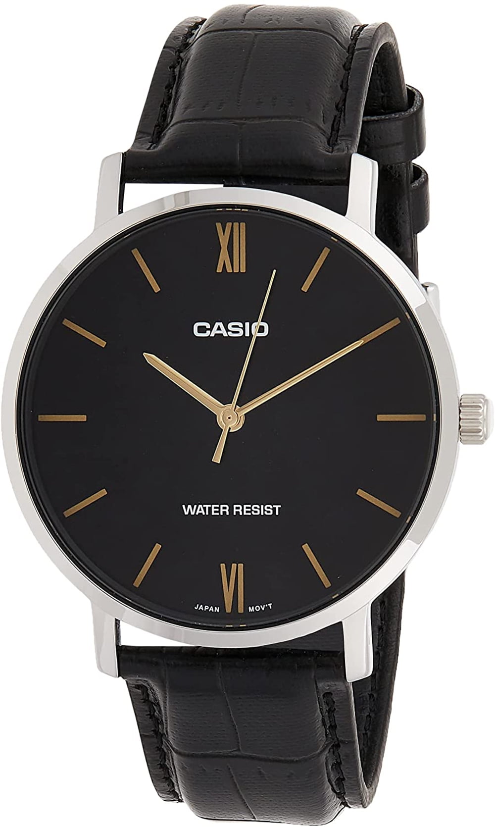 Casio Men’s Black Dial Leather Strap Analog Watch - MTP-VT01L-1BUDF ...