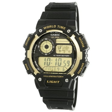 Casio Men's World Time Digital Sport Watch, Green/Black AE1000W-3AV ...