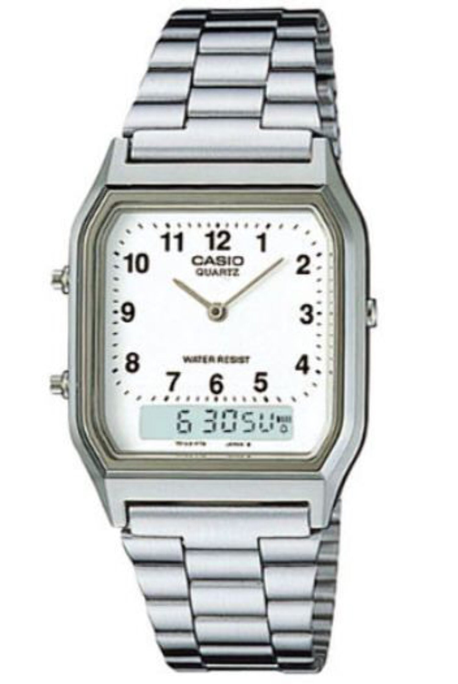 Casio Men's Classic Stainless Steel Analog Watch Quartz Mineral Crystal ...