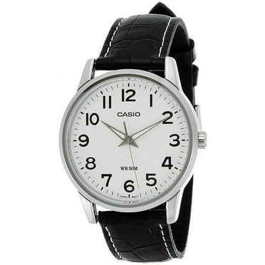 Casio Men's Core MTP1095E-7A Black Leather Quartz Dress Watch - Walmart.com