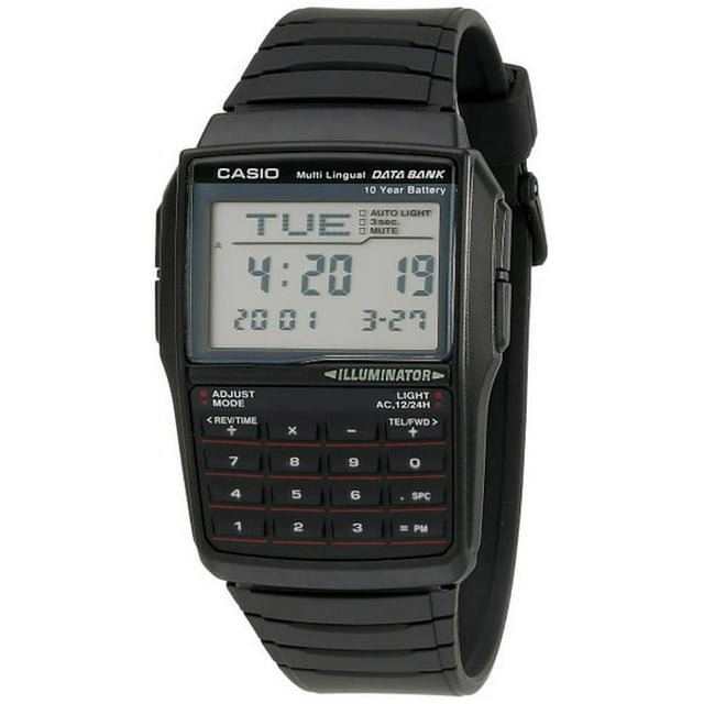 Casio Men's Data Bank Calculator Watch with Black Resin Strap - Walmart.com
