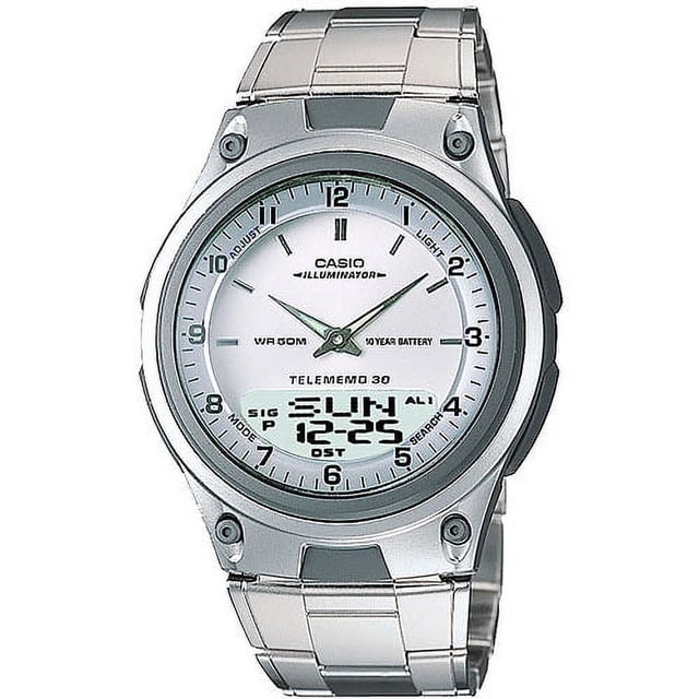 Casio Men's Digital Databank Sport Watch, Metal Case, White Dial AW80D ...