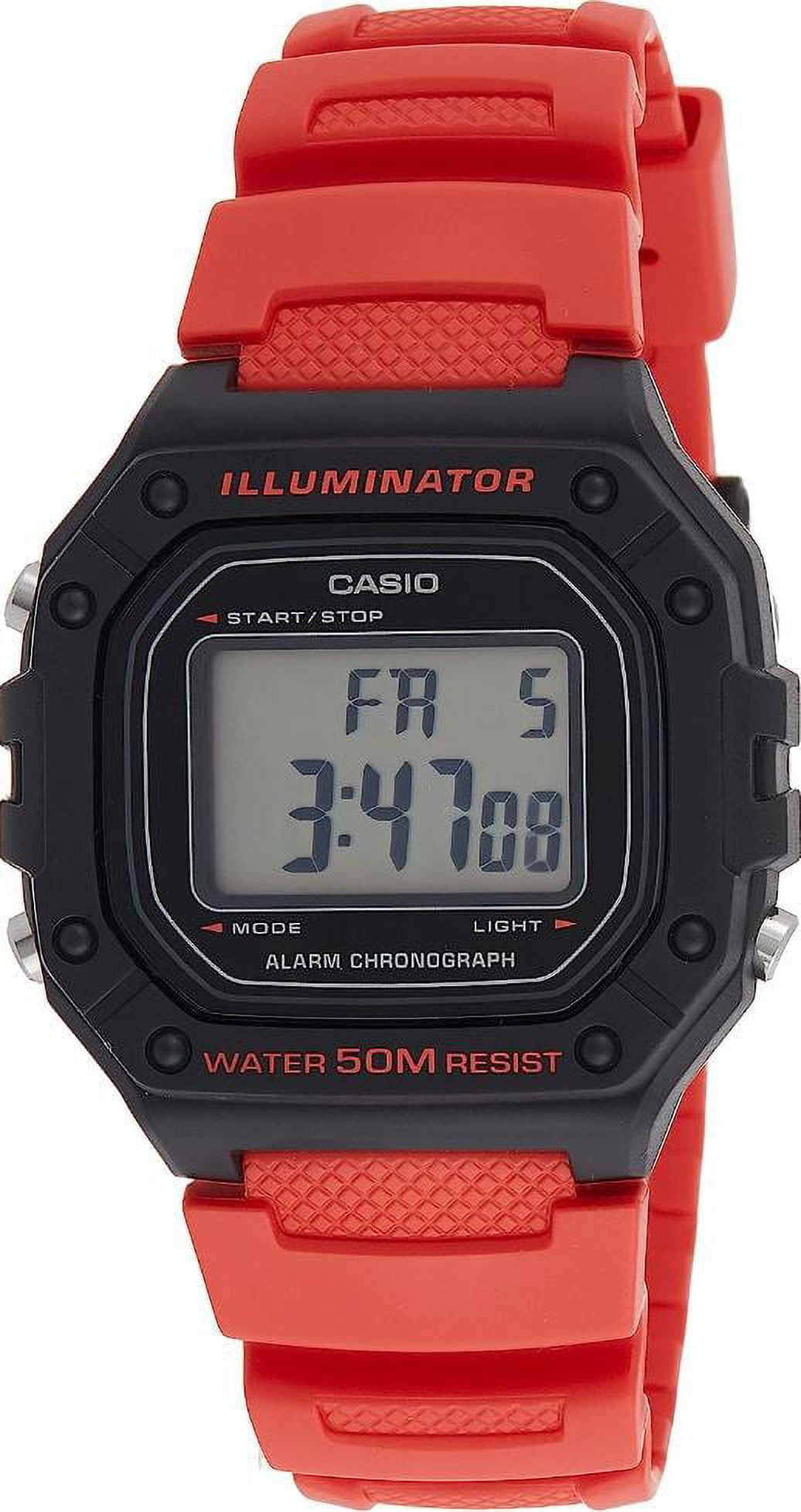 Casio Men's Digital Quartz Red Resin Strap Watch W-218H-4BVEF - Walmart.com