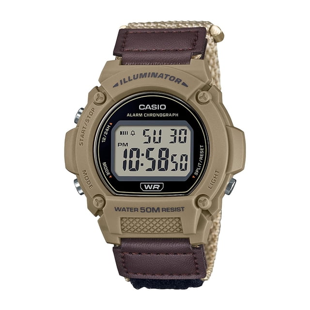 Casio Men's Digital Sport Watch with Quick Wrap Tan Nylon Strap - W ...