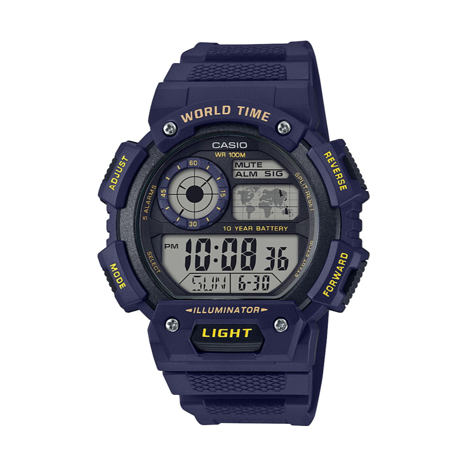 Casio Men's Digital World Time Watch, Blue - Walmart.com