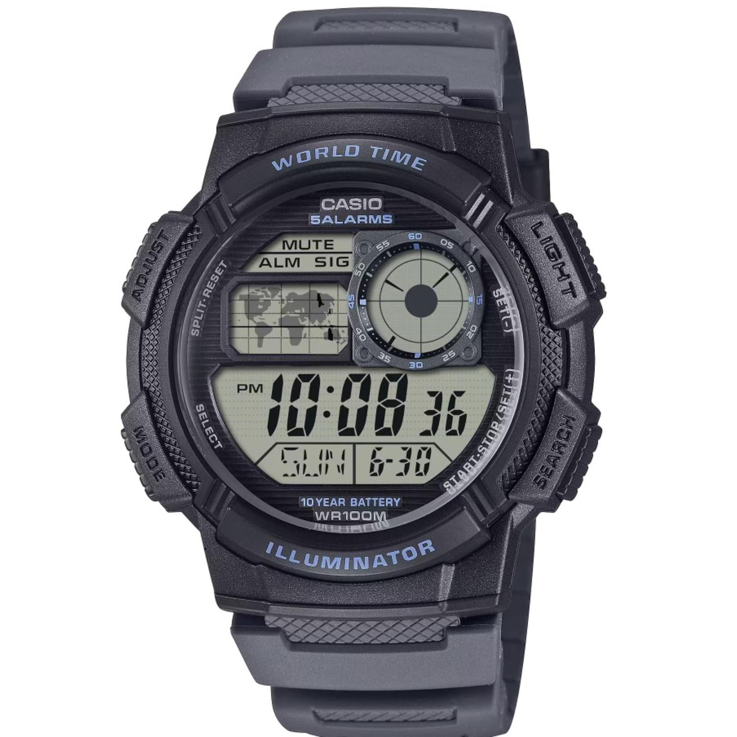 Casio Men's Gray Illuminator Digital World Time Watch - AE-1000W-8AVCF ...
