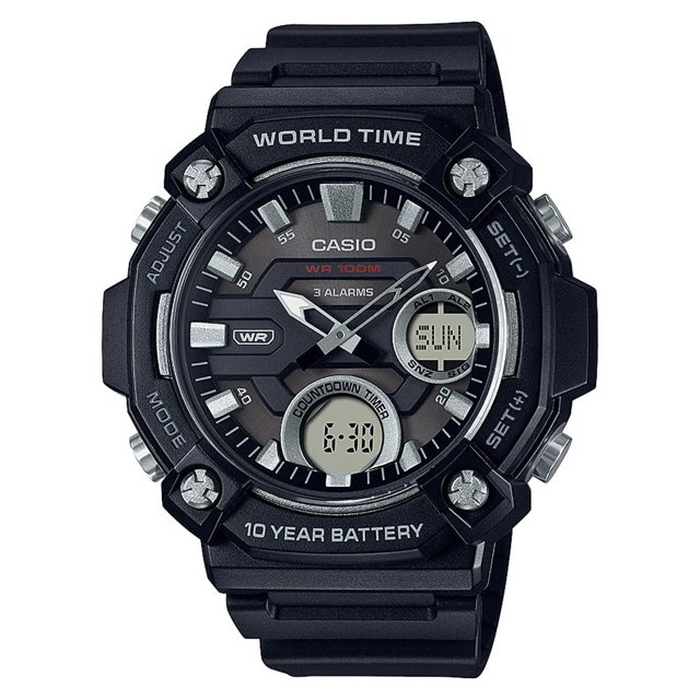 Casio Men's Heavy Duty Analog-Digital World Time Watch AEQ120-1AV ...