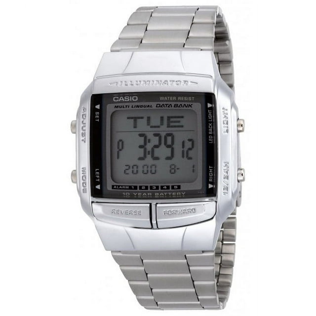 Casio Men's Illuminator Digital Databank Stainless Steel Silver Watch ...