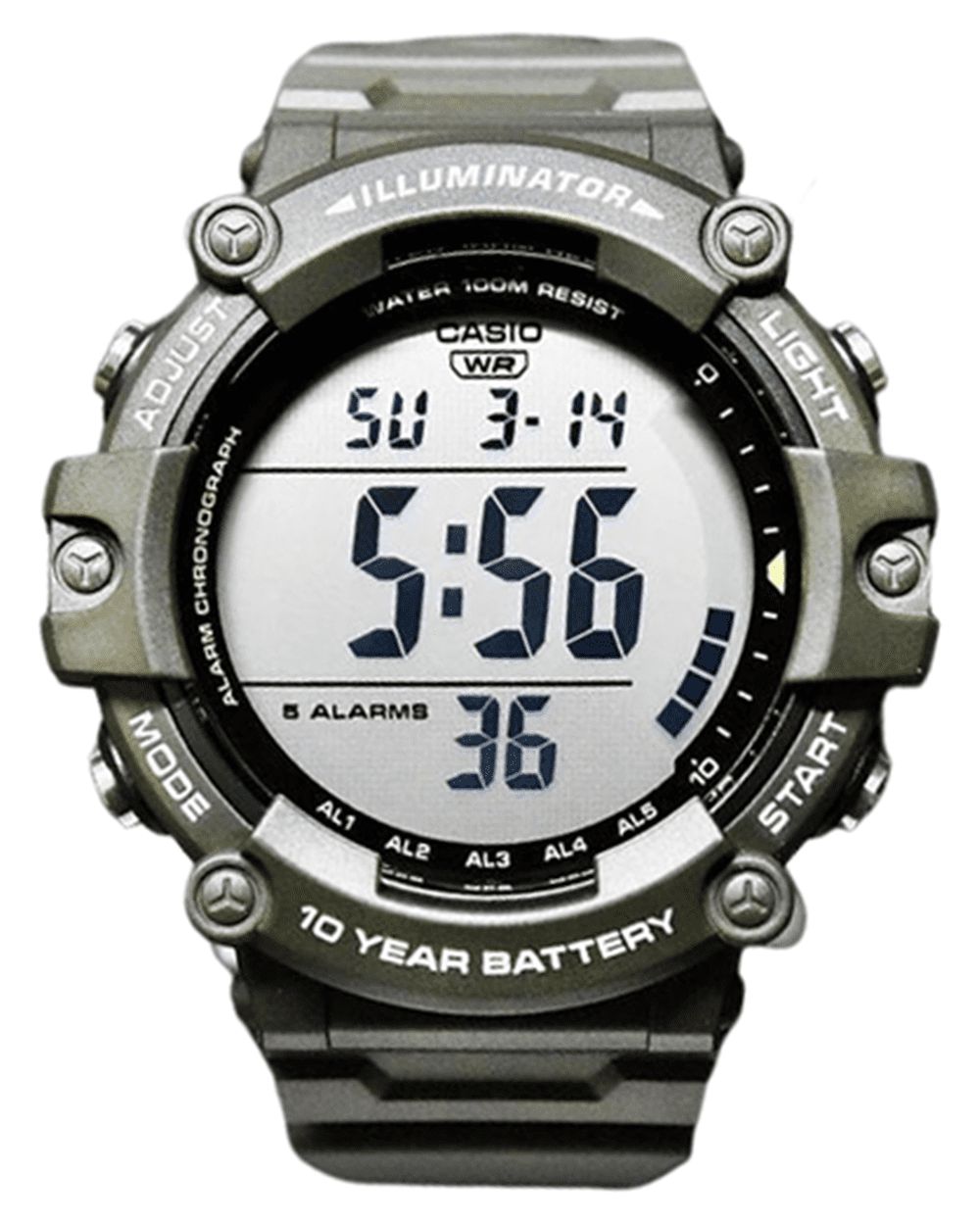 Casio Men's Digital Quartz Tide & Moon Graph 100m Blue Resin Watch ...