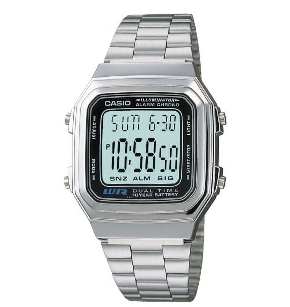 Casio Men's Illuminator Stainless Steel Silver Digital Watch A-178WA-1 - Walmart.com